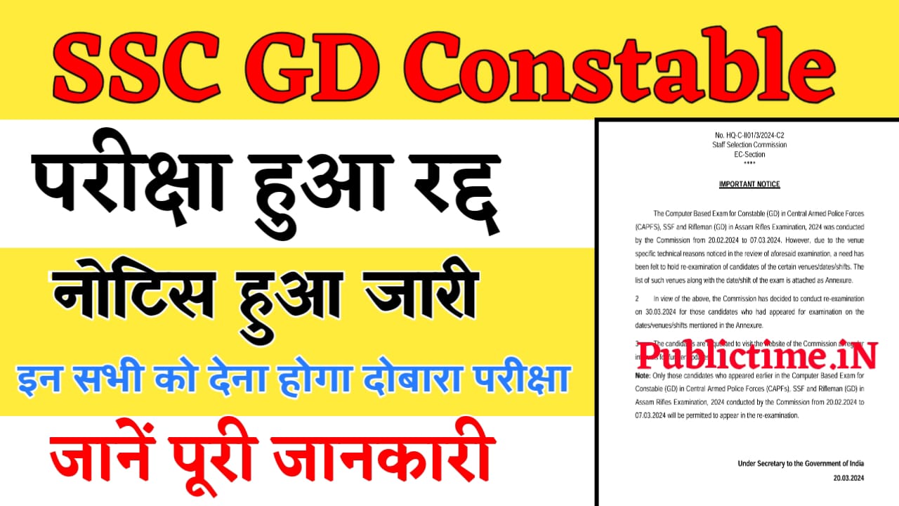 SSC GD Exam Cancel 2024 : SSC GD Constable Re Exam 2024: दोबारा होगी ...
